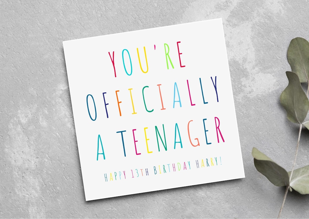 Teenager Birthday Card - Personalised Card - Officially a Teenager ...