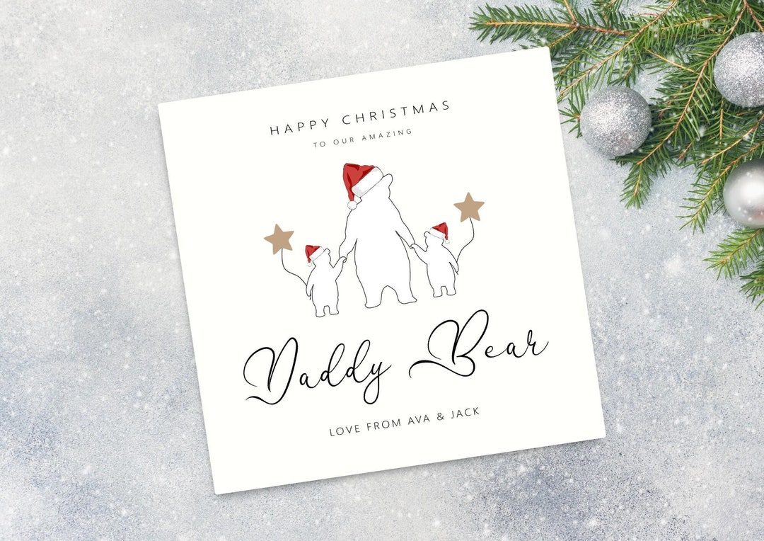Daddy Bear Christmas Card Dad Christmas Card Daddy Christmas Card ...