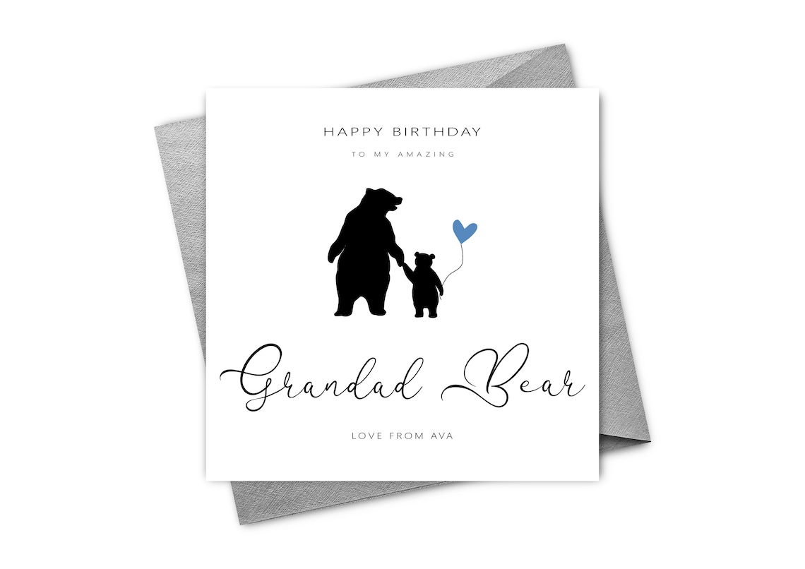 Grandad Bear Card Grandad Birthday Card Grandpa Birthday - Etsy