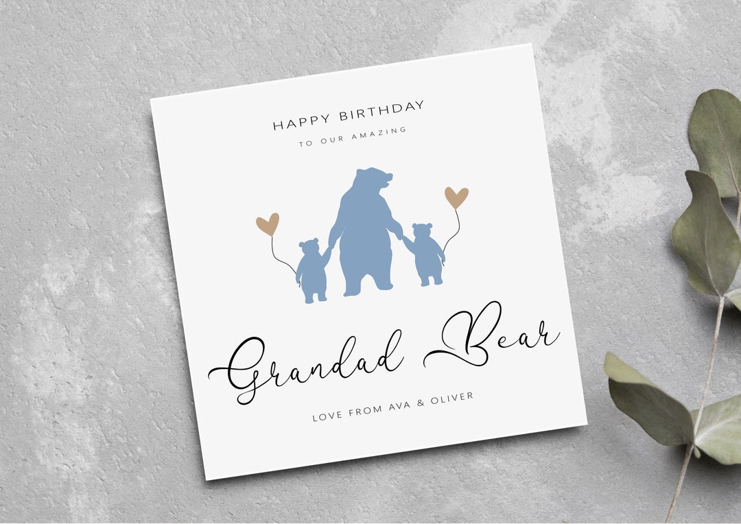 Grandad Bear Card Grandad Birthday Card Grandpa Birthday Card Birthday ...