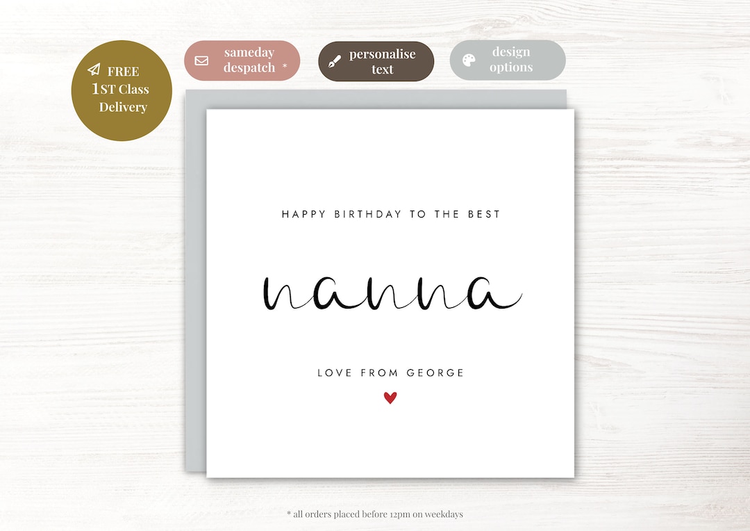 Personalised Nanna Birthday Card Best Nanna Birthday Card Birthday Card ...