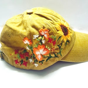 Floral Embroidery Cap, Custom Embroidery Cap, Floral Embroidery Hat ...