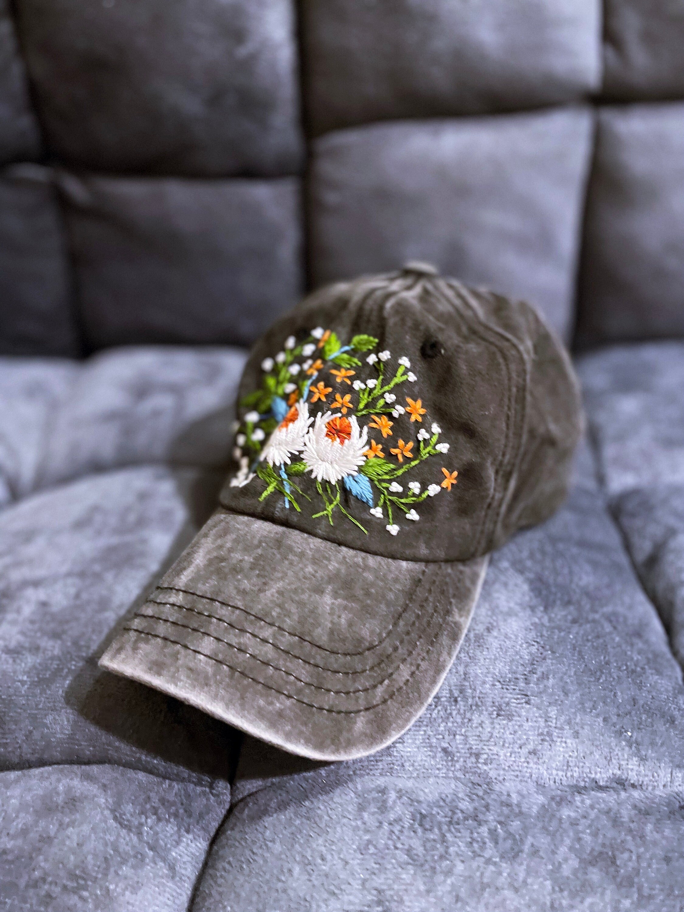 Floral Embroidered Cap Baseball Cap Custom Embroidery Hat - Etsy