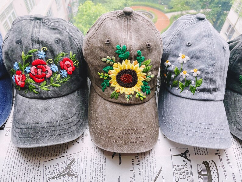Floral Embroidery Cap Custom Embroidery Cap Floral - Etsy