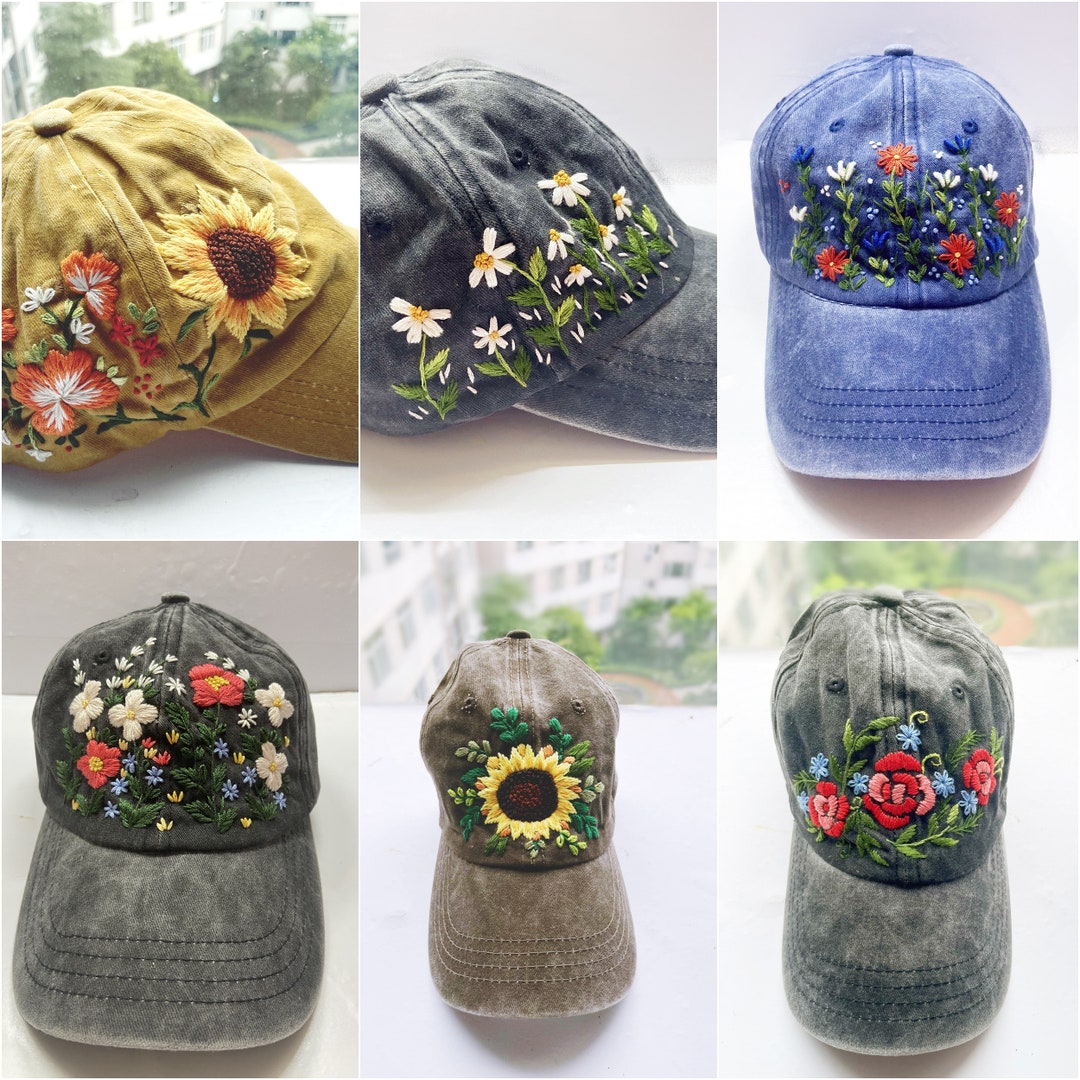 Floral Embroidery Cap, Custom Embroidery Cap, Floral Embroidery Hat ...