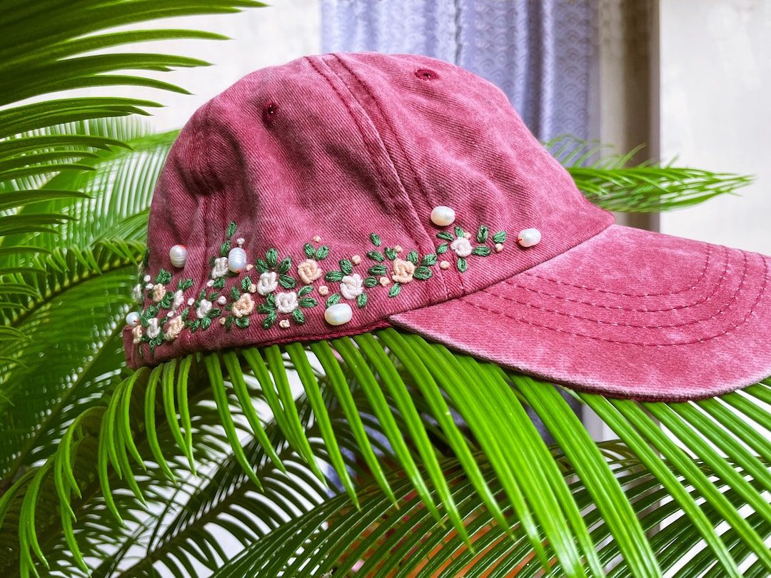 Colored Floral Embroidered Cap, Custom Embroidery Hat, Embroidery Hat ...