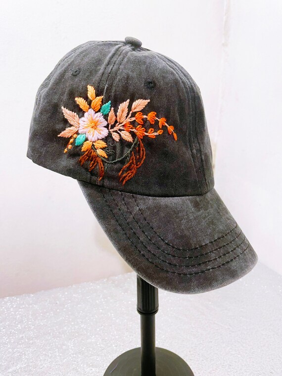 Floral Embroidered Cap Baseball Cap Custom Embroidery Hat | Etsy