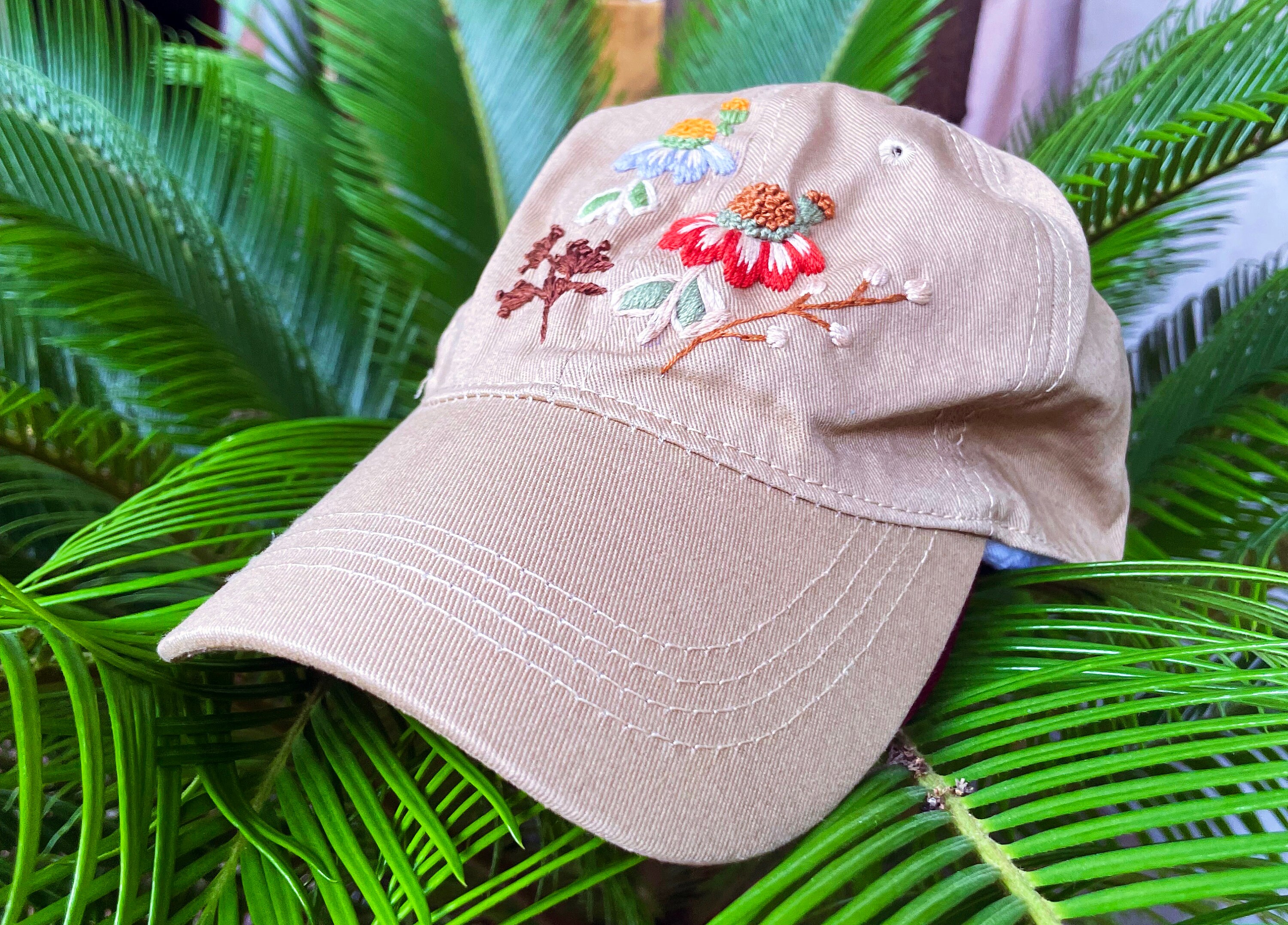 Floral Embroidered Cap Custom Embroidery Hat Hand Dandelion - Etsy