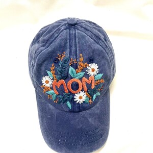 Mom Letter Embroidered Cap, Custom Hat, Floral Mom Embroidery Baseball ...