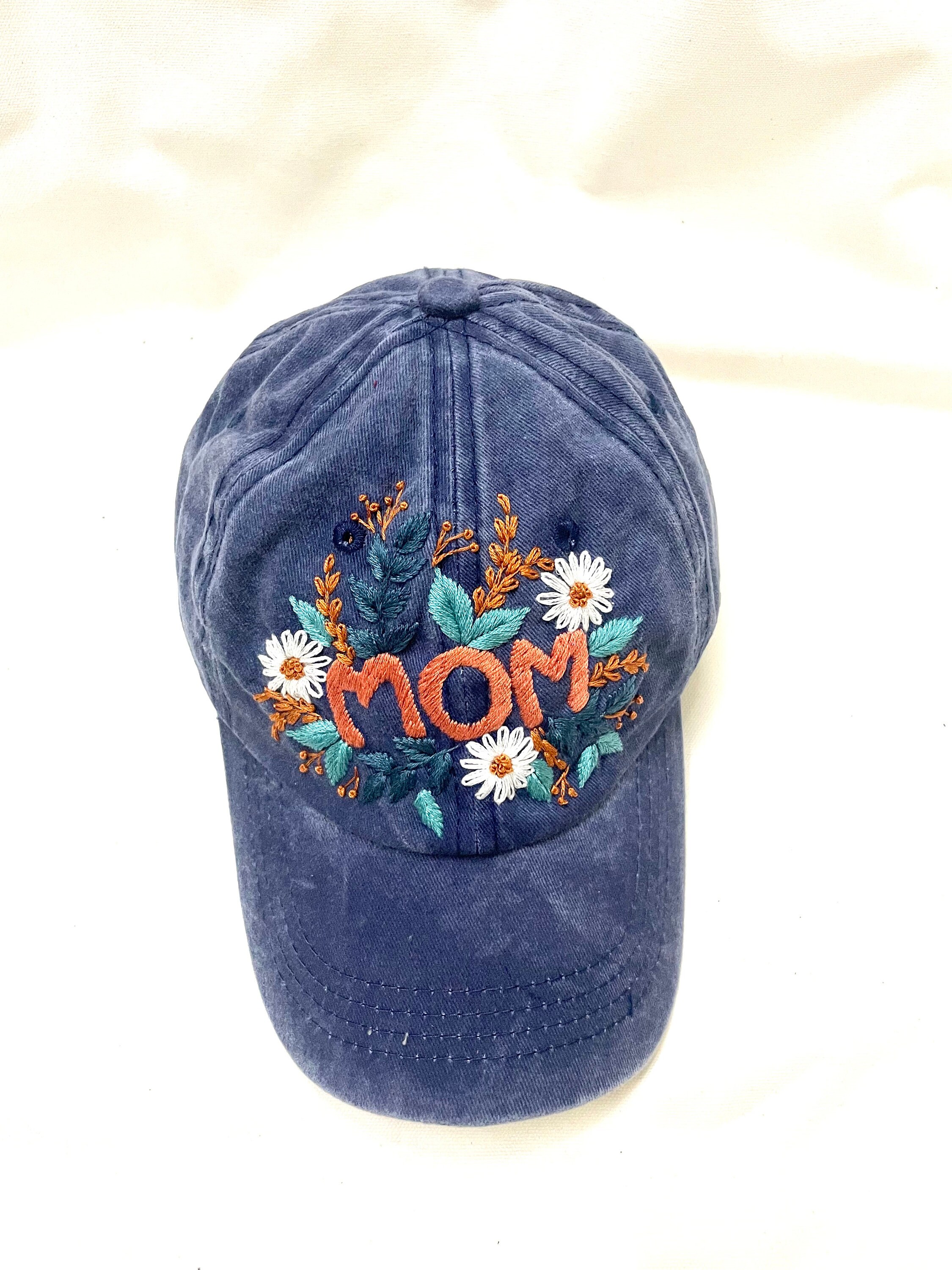 Mom Letter Embroidered Cap, Custom Hat, Floral Mom Embroidery Baseball ...