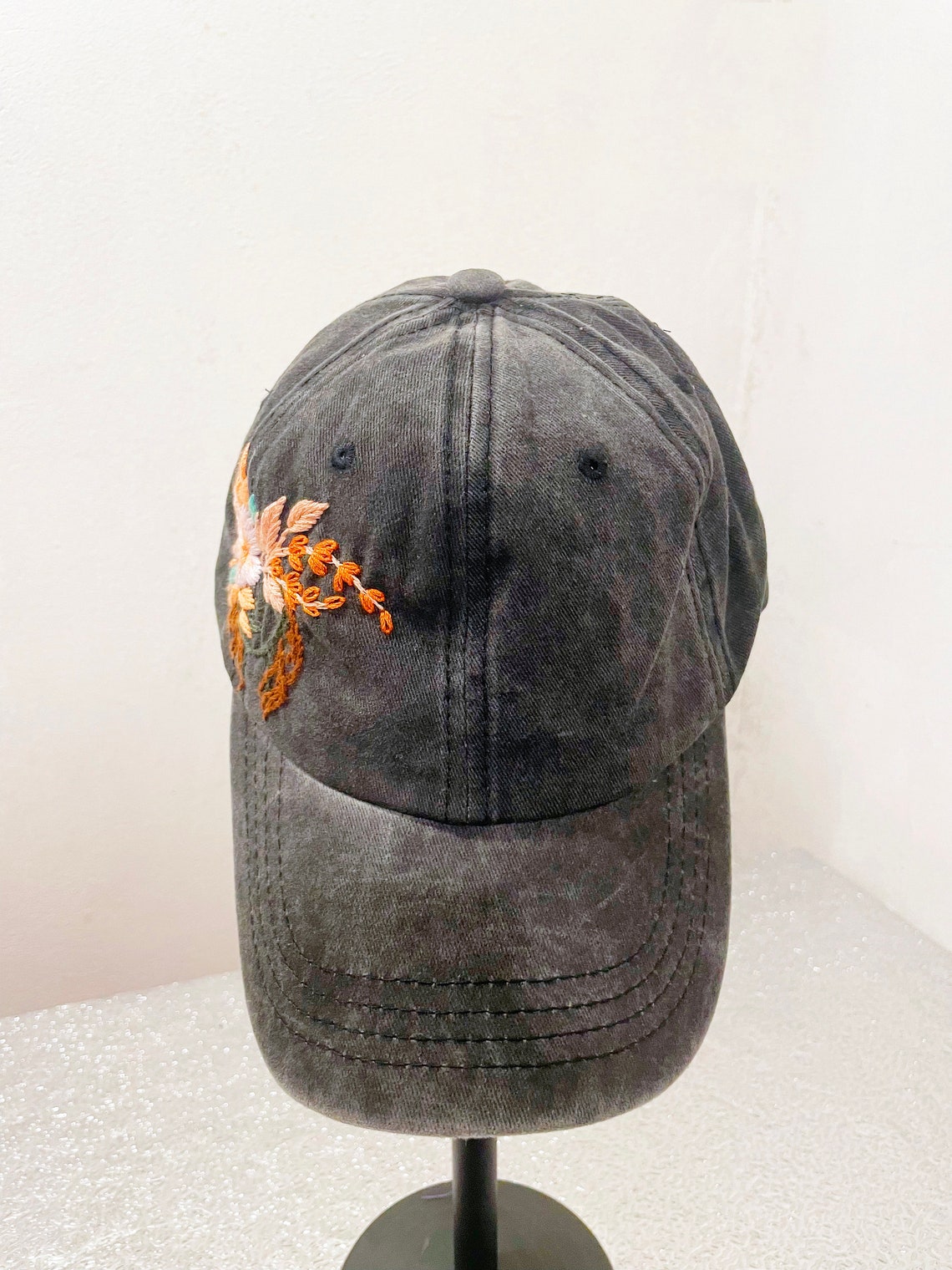 Floral Embroidered Cap, Baseball Cap, Custom Embroidery Hat, Hand ...