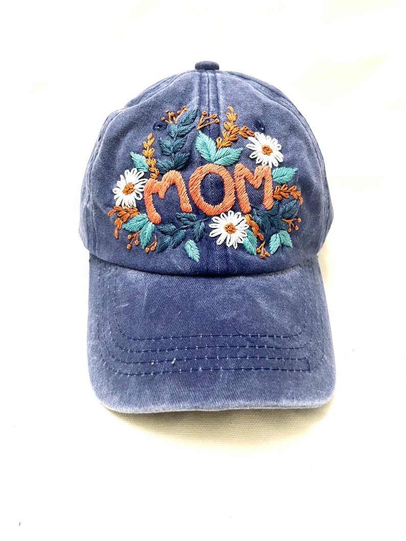 Mom Letter Embroidered Cap, Custom Hat, Floral Mom Embroidery Baseball ...