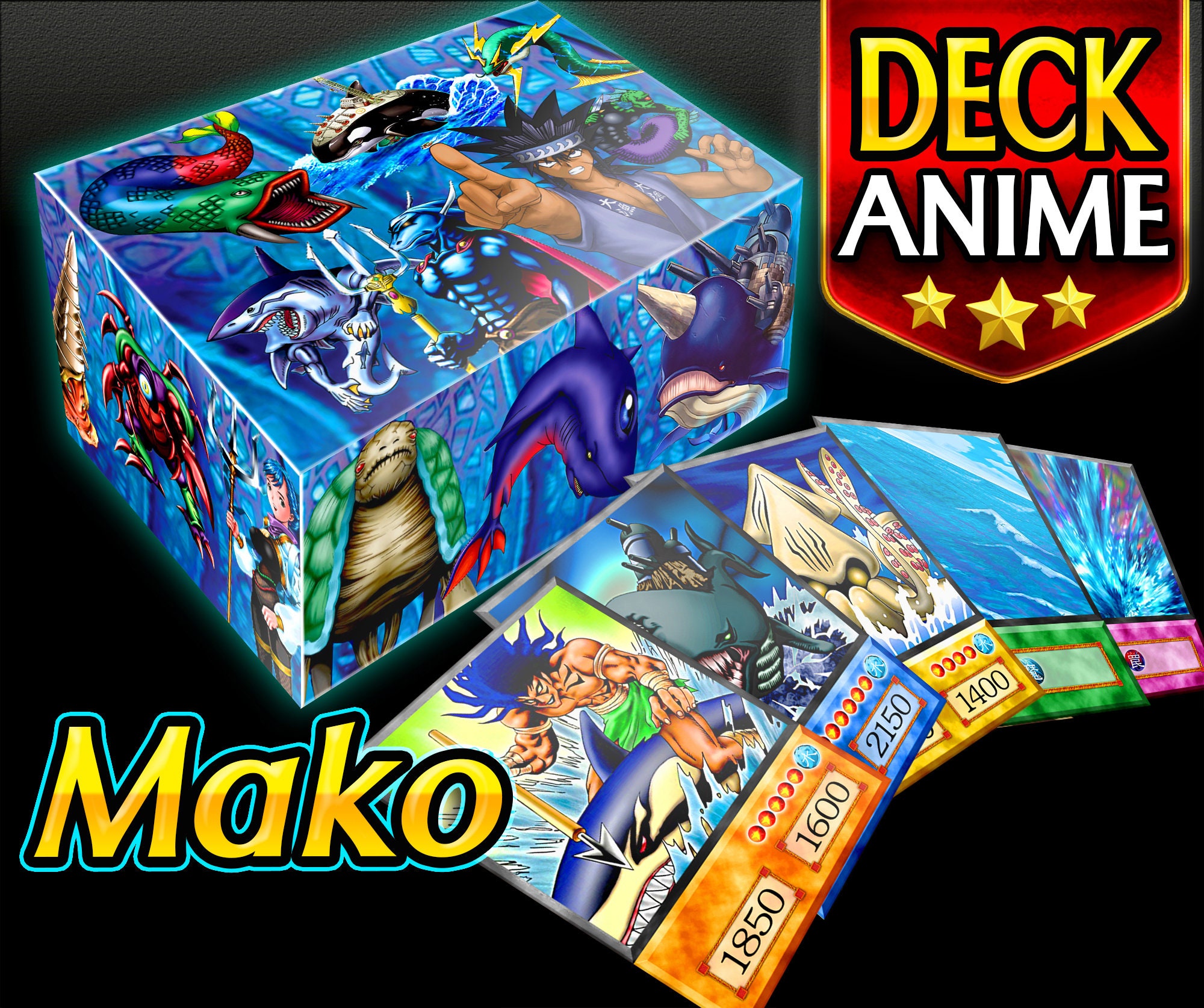 Mako Tsunami Deck Anime (140 Cards +18 Rare) Playmat & Deckbox - Etsy