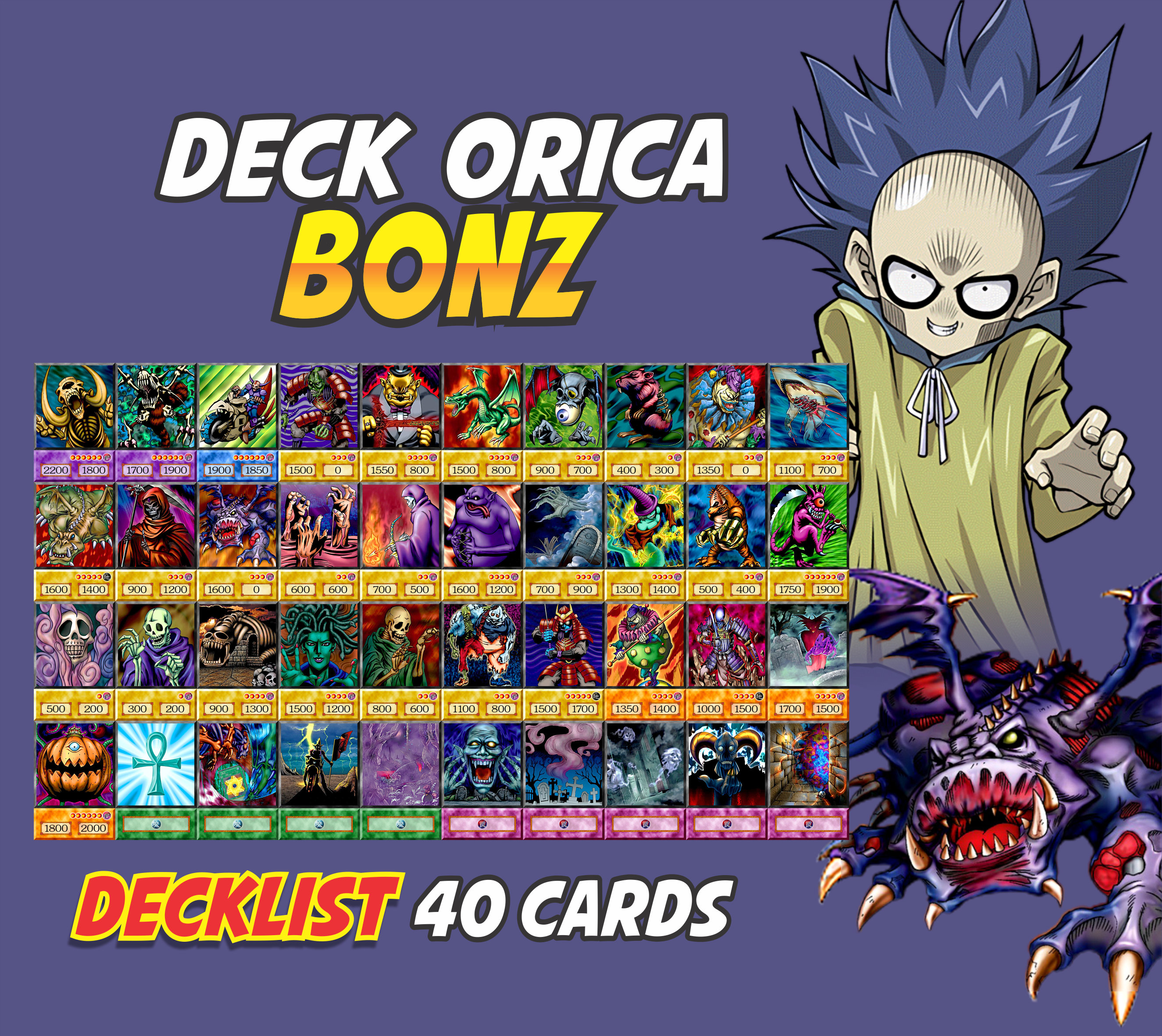 Bonz 40 Cards Deck Anime Orica Yugioh - Etsy Canada