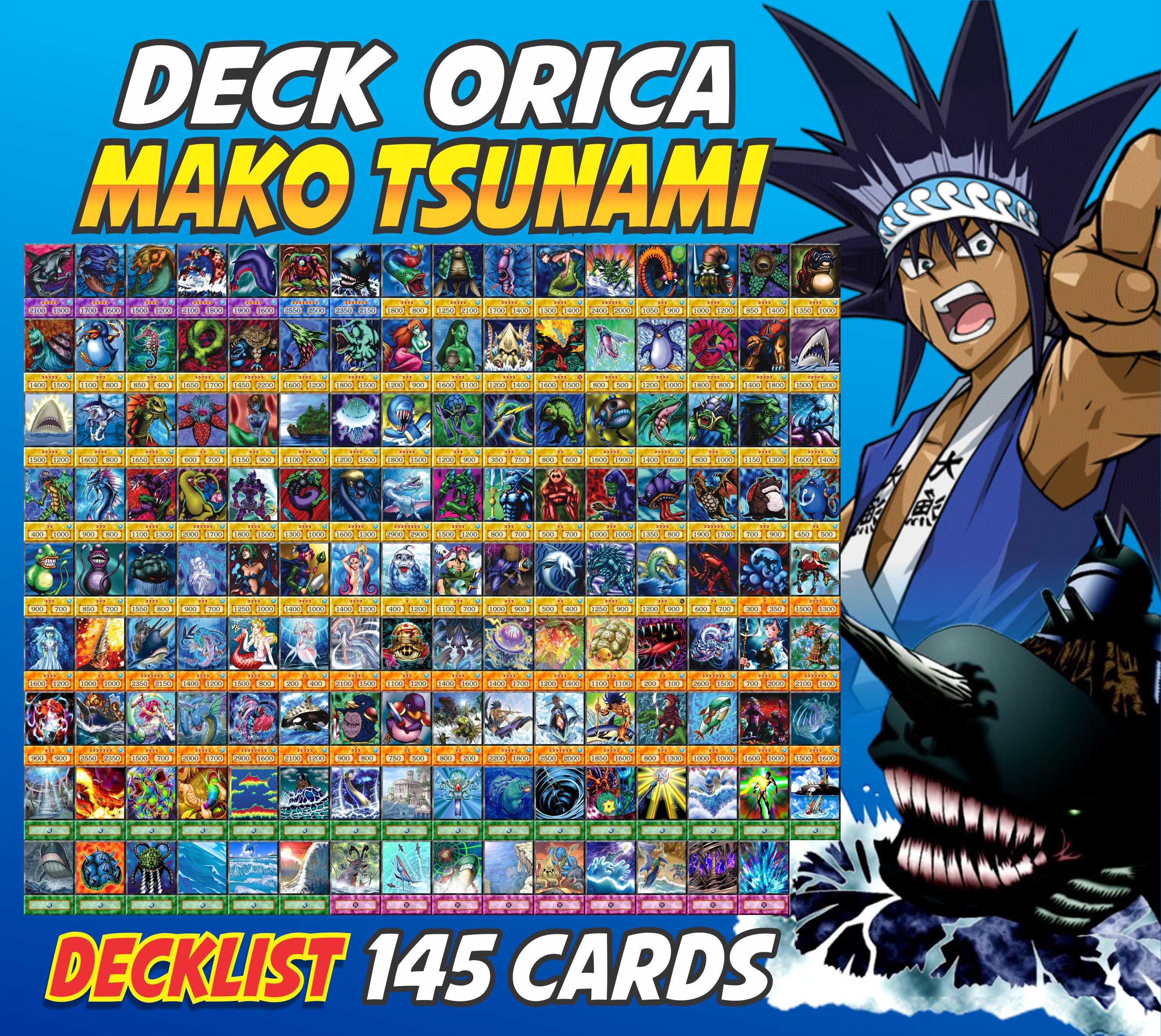 Mako Tsunami Deck Anime (140 Cards +18 Rare) Playmat & Deckbox - Etsy