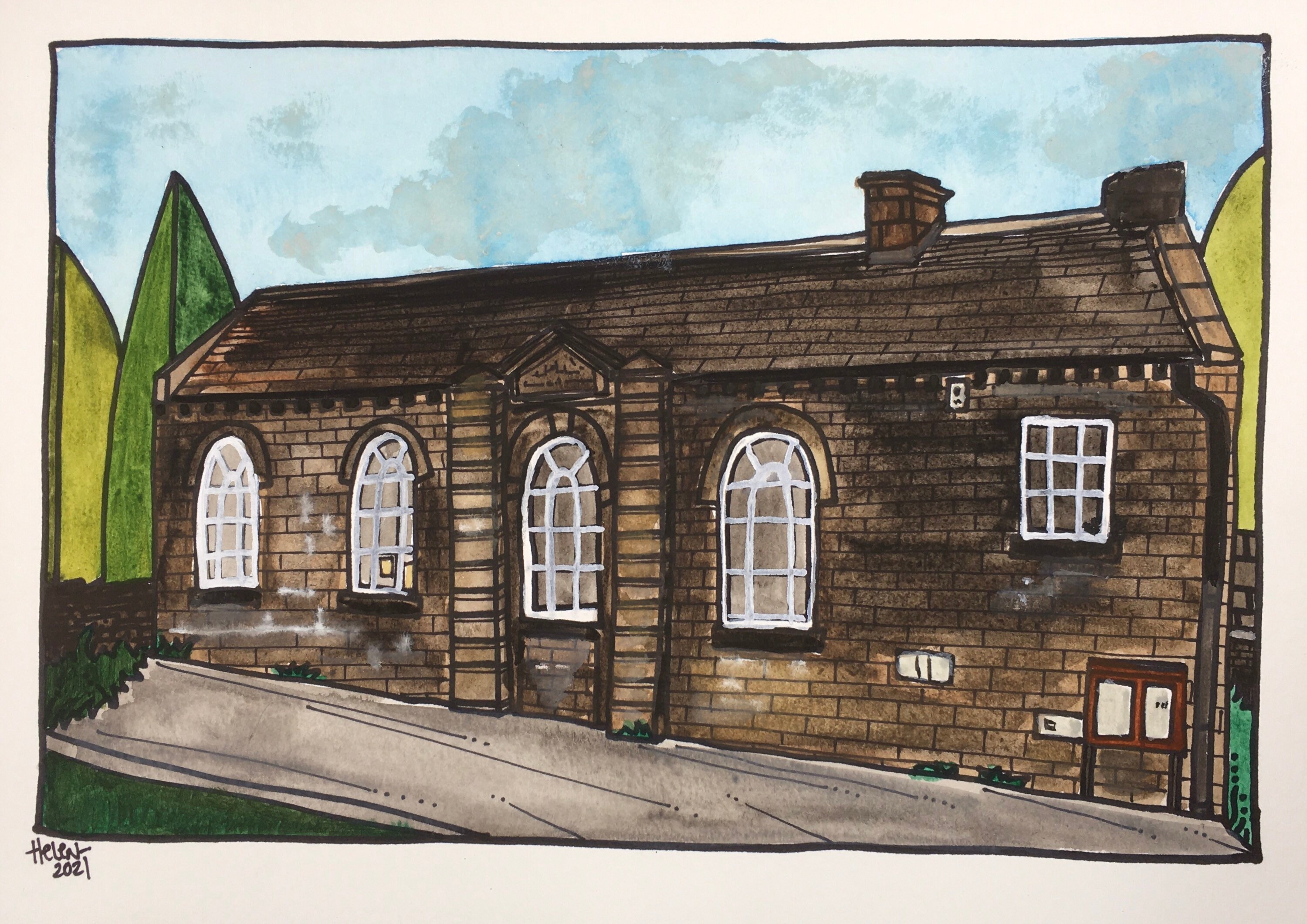 Upperthong Village Hall Limited Edition Print | Etsy