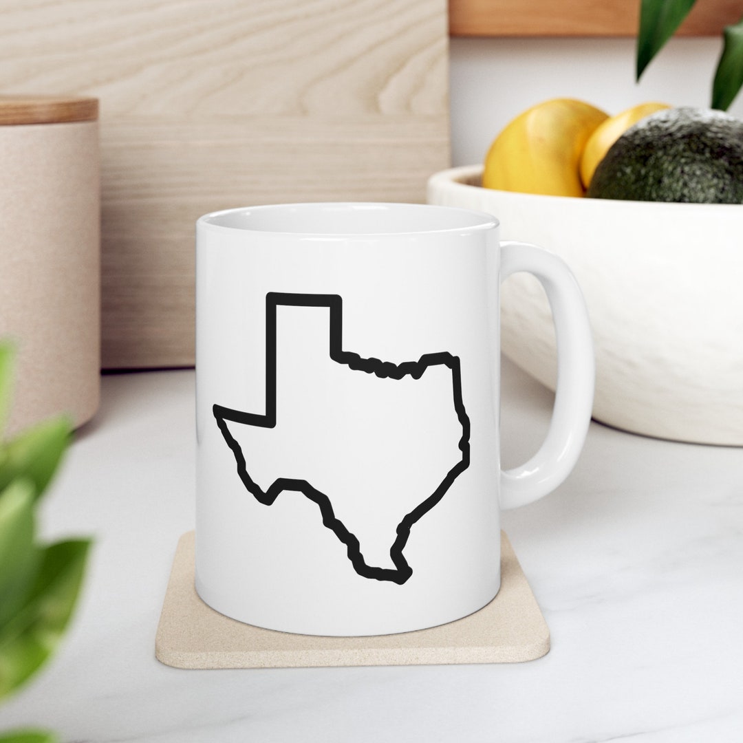 Texas State Mug Mug With Texas State Outline White Ceramic Mug, 11oz ...