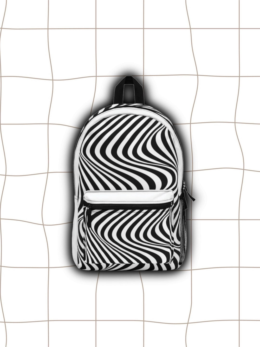 Trippy Backpack With Black and White Stripes / Curved Lines Astrology ...