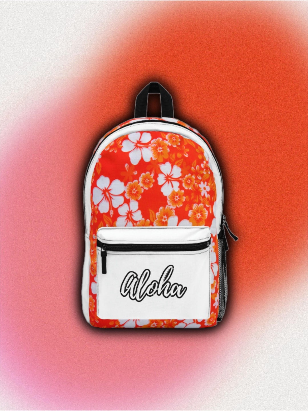 Aloha Backpack With Beautiful Hibiscus Floral Flower Pattern Orange ...