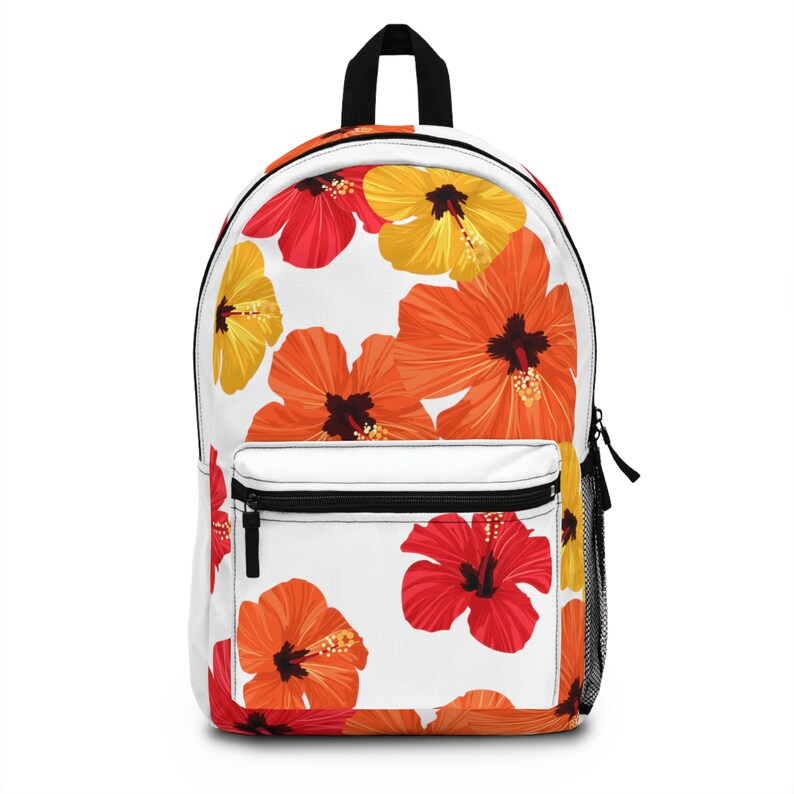 Hibiscus Backpack Hawaiian Flower Pattern Print on Book Bag - Etsy