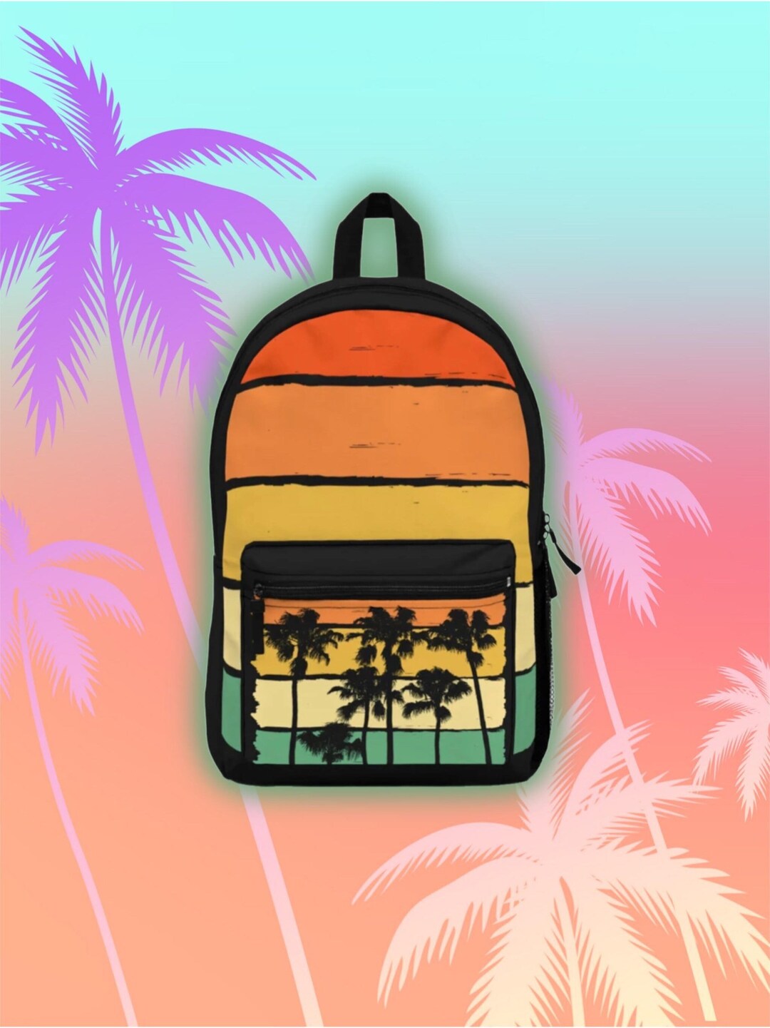 Retro Sunset Backpack California / Hawaii Style Palm Trees Summertime ...