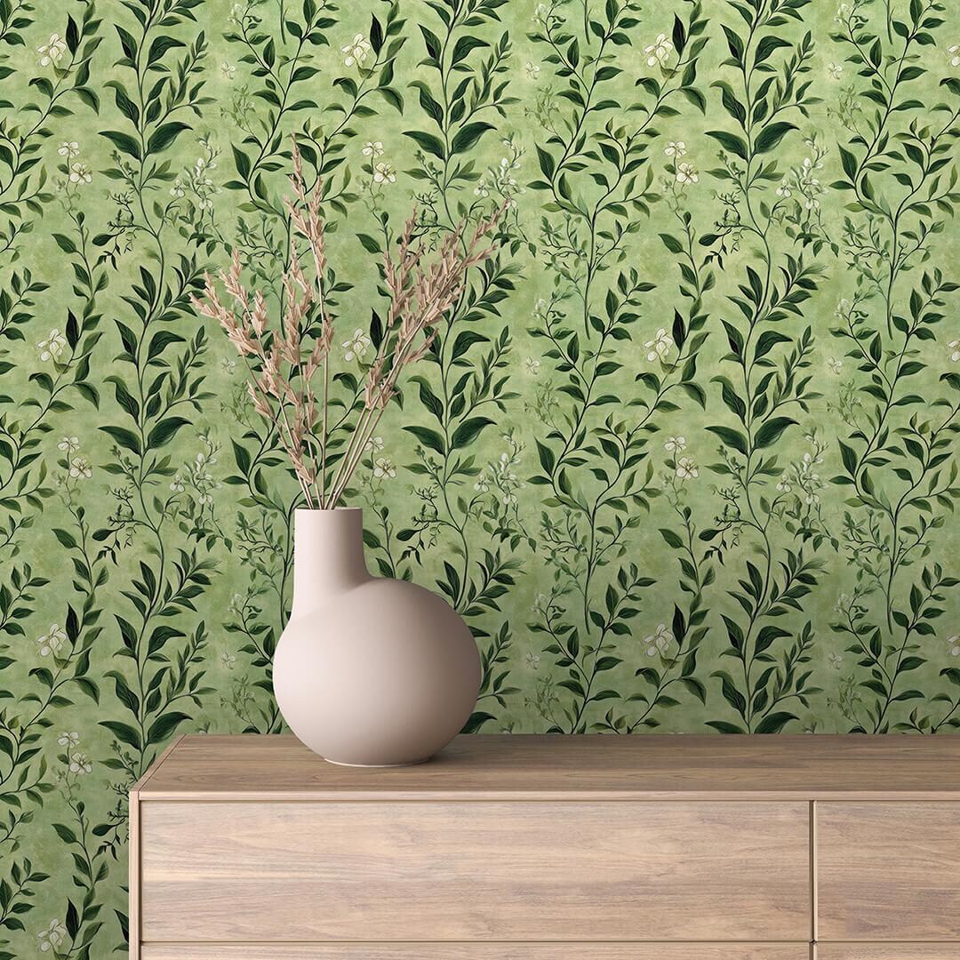 Green Botanical Peel and Stick Wallpaper: Leafy Designs - Etsy