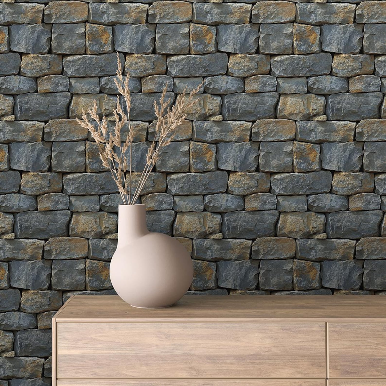 Light Stacked Stone Peel and Stick Removable Wallpaper - Etsy
