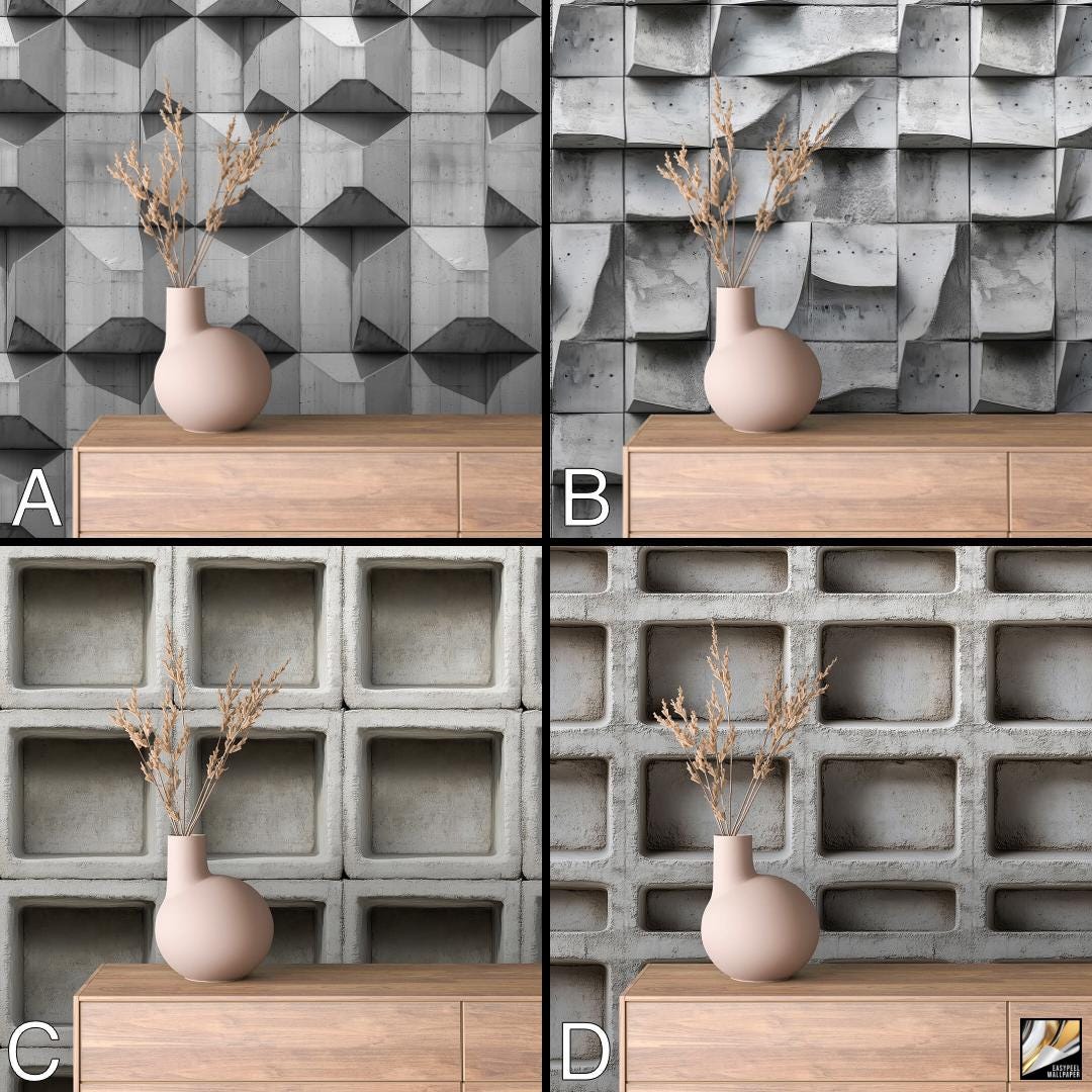 Wallpaper Peel & Stick Removable / Concave Concrete Pattern Series 11 ...