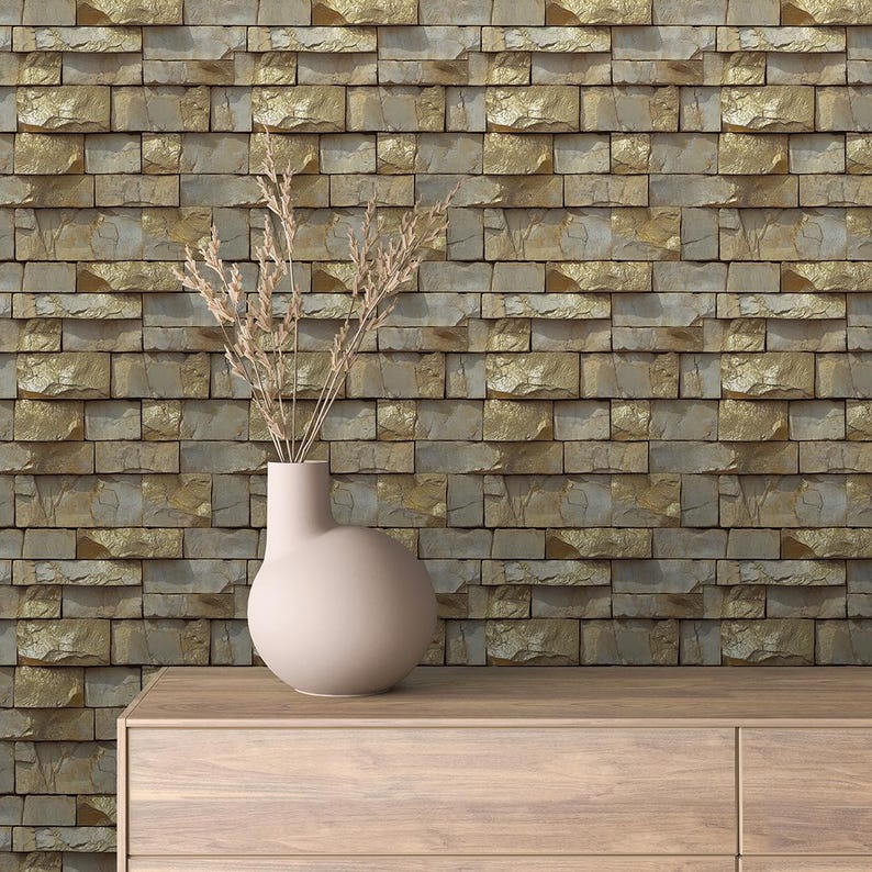 Light Stacked Stone Peel and Stick Removable Wallpaper - Etsy