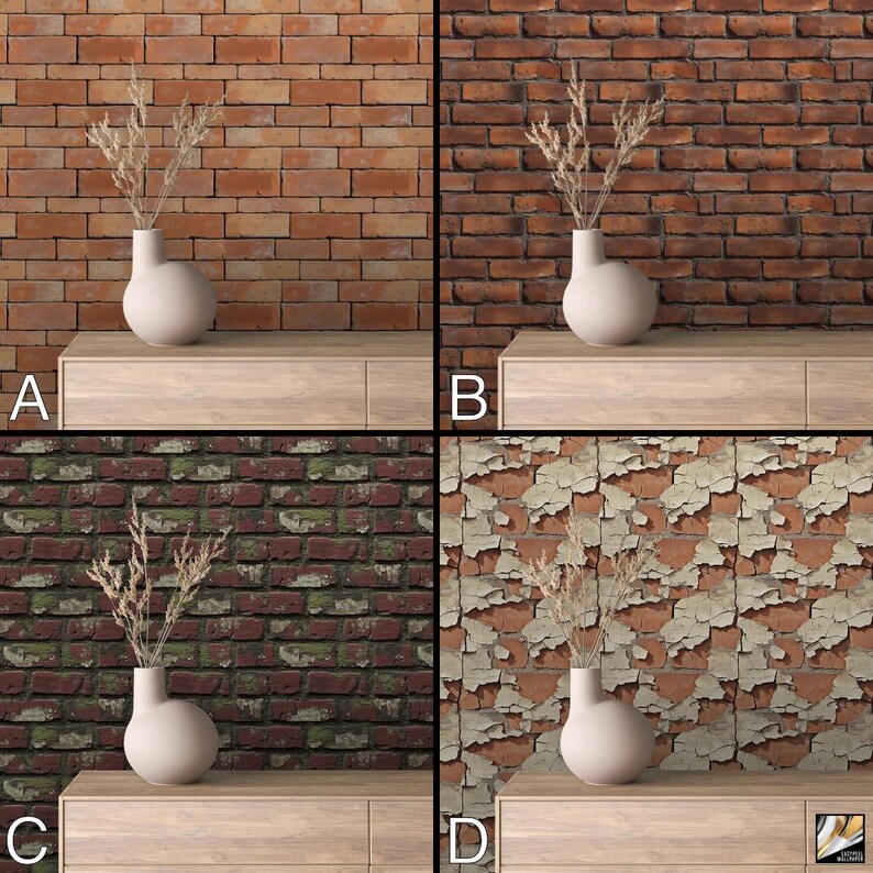 Distressed Brick Peel and Stick Wallpaper: Urban Loft Decor - Etsy