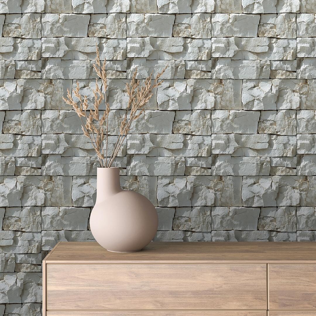 Light Stacked Stone Peel and Stick Removable Wallpaper - Etsy