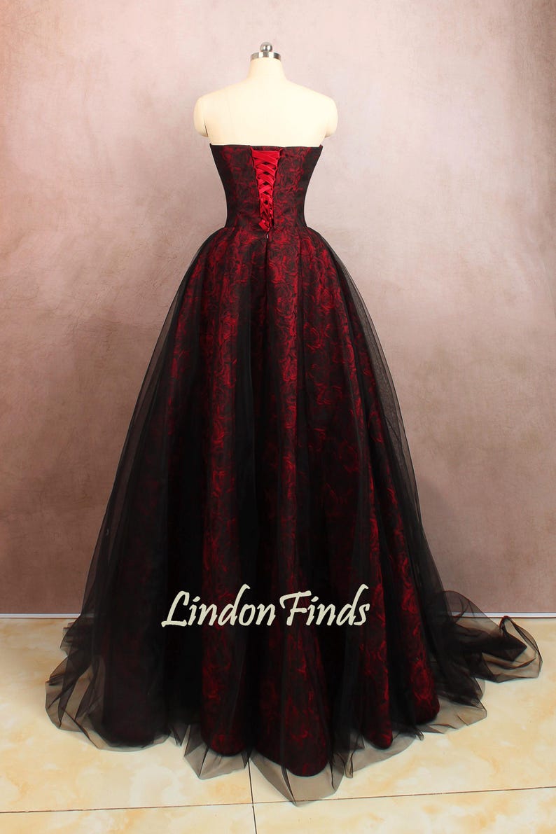 Black Tulle Prom Dress Printed Satin a Line Formal Dress,strapless ...