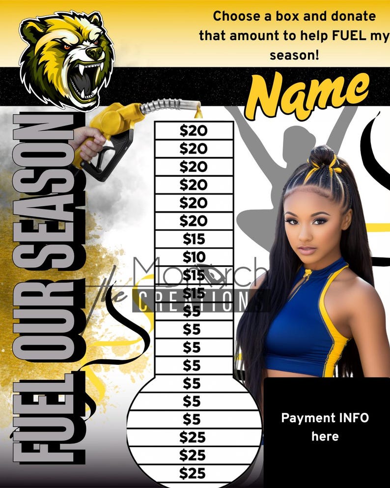 5 Editable Cheer Fundraising Thermometer Template | All Colors ...