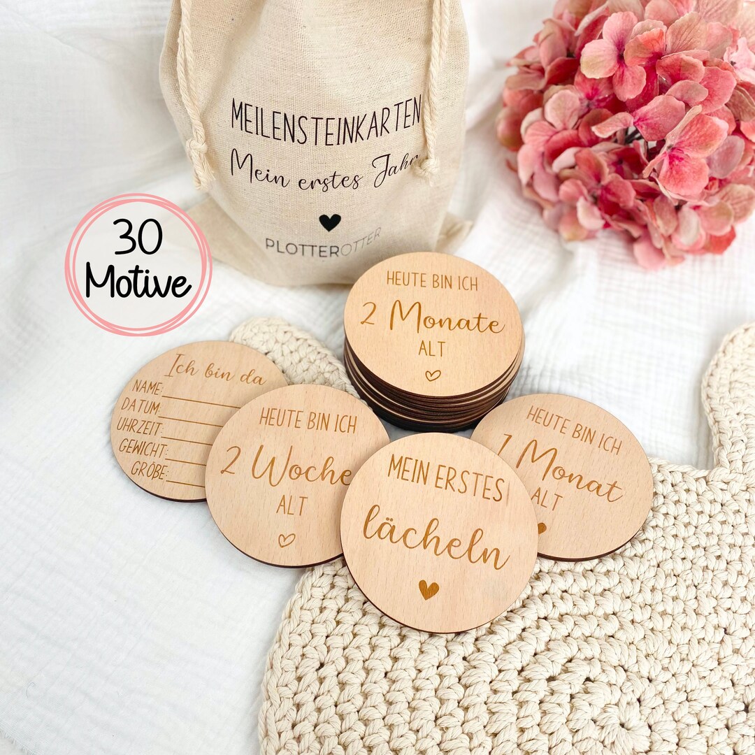 Milestone Cards Baby Made of Wood, Milestones Gift for Birth, Baby ...