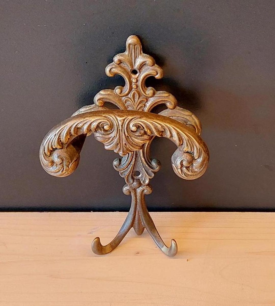 4 Antique Brass Coat Rack Wall Hooks, Victorian Style, Wall Hangers ...