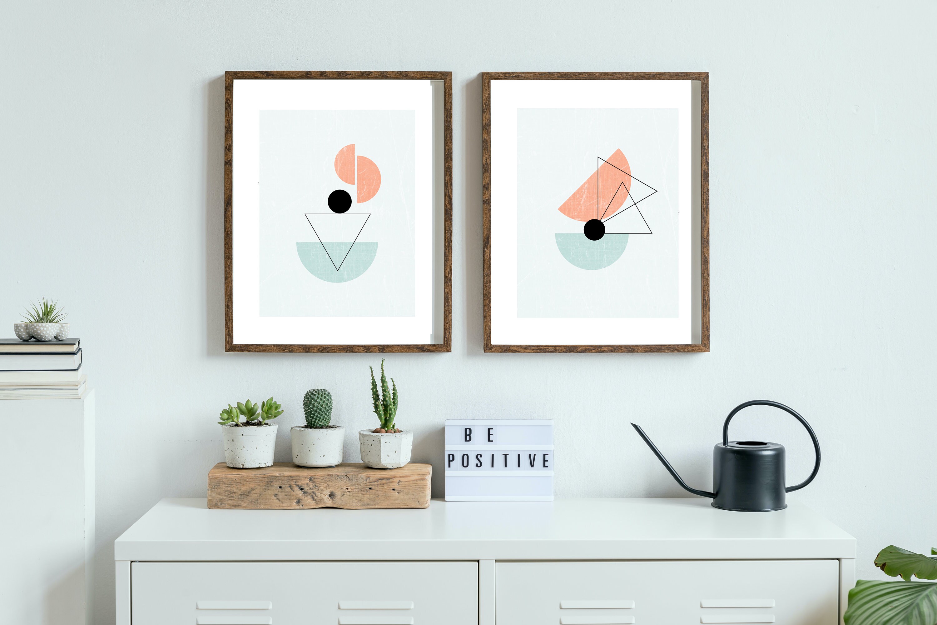 Set of 2 prints Geometric wall art geometric print | Etsy