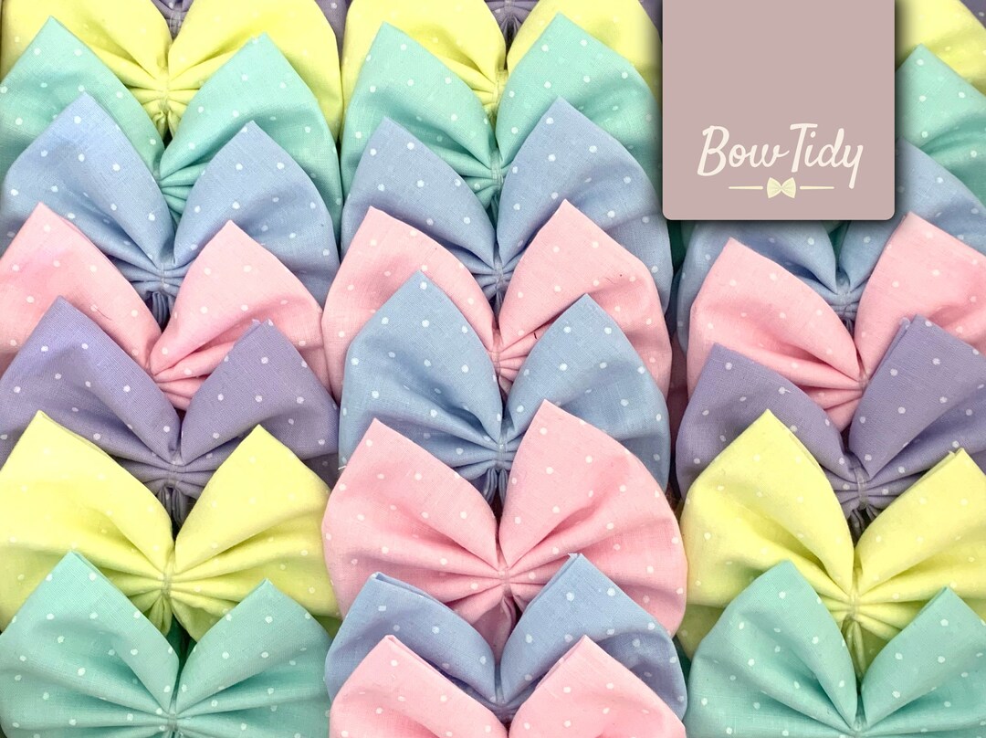 Pastel Pin Spot Dog Grooming Bows Box of 25 Short Term Use Collar Bows ...