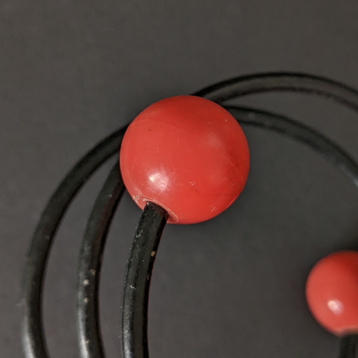 Vintage Atomic Wired Plastic Twisted Rigid Bangle, Red and Black Spiral ...