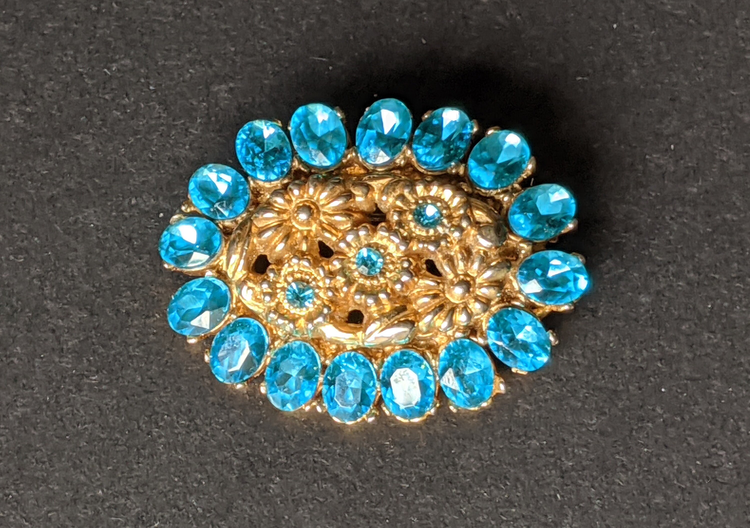 Large vintage paste brooch lovely aqua blue large oval | Etsy