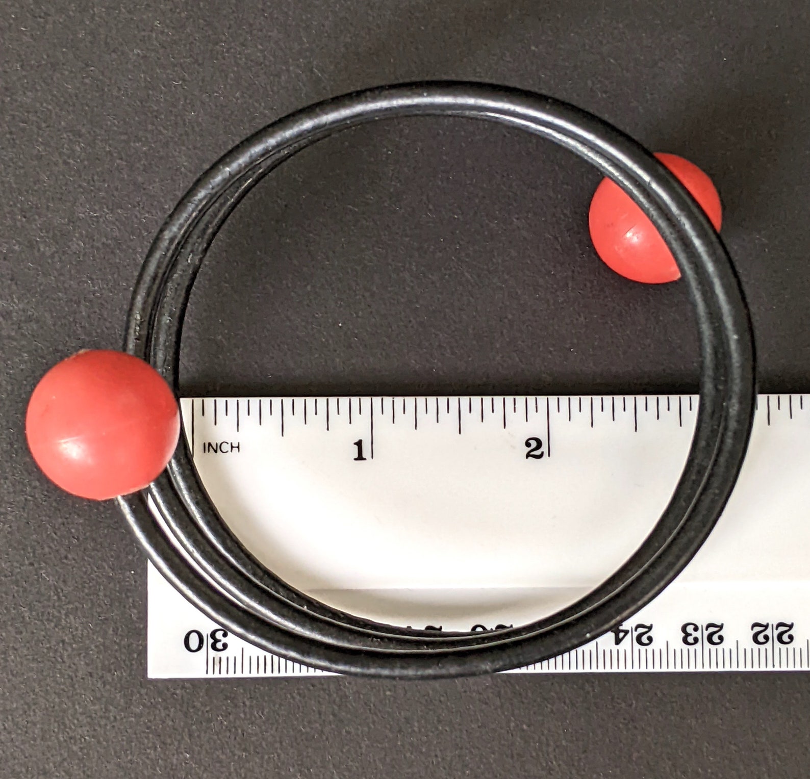 Vintage Atomic Wired Plastic Twisted Rigid Bangle, Red and Black Spiral ...