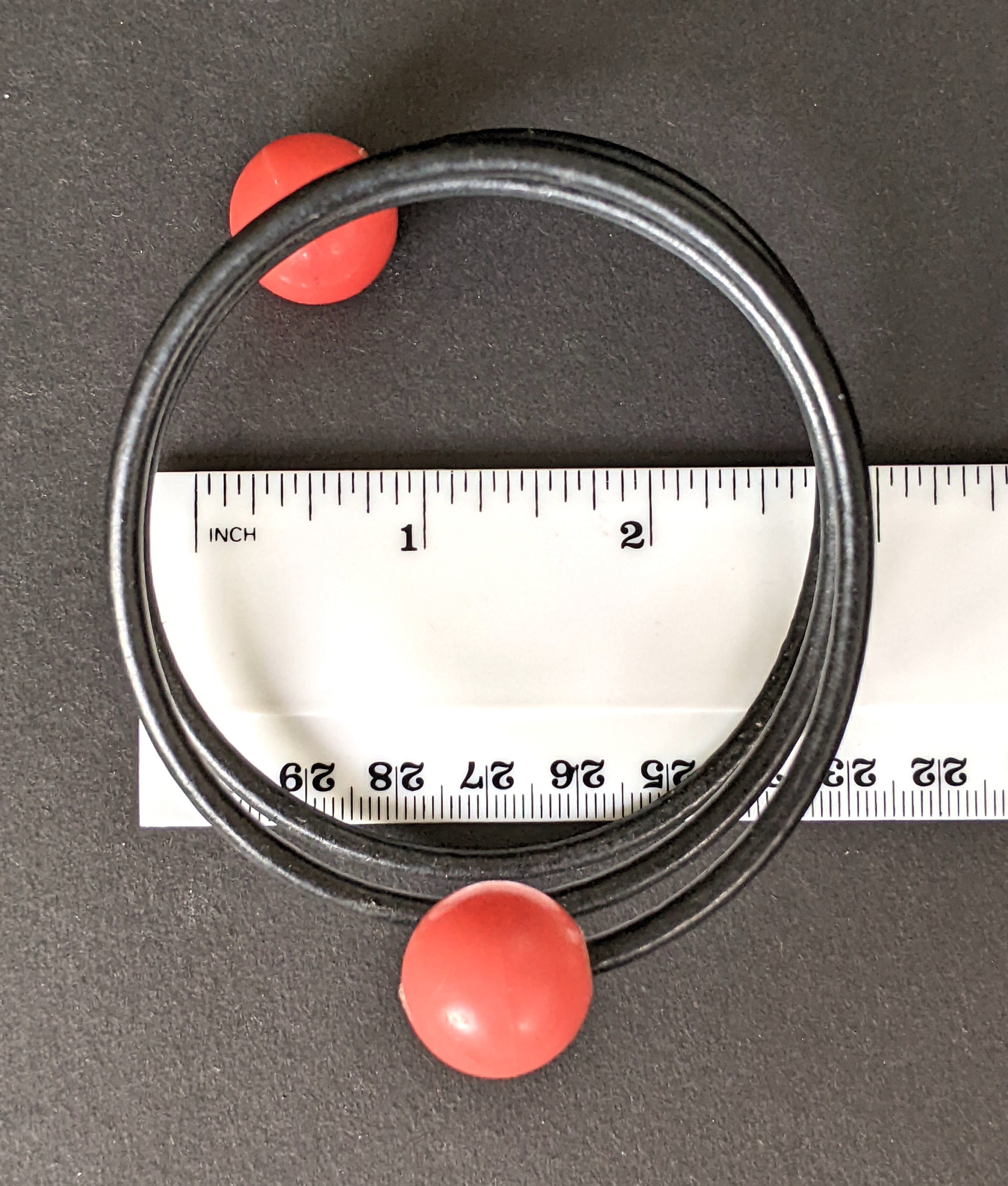 Vintage Atomic Wired Plastic Twisted Rigid Bangle, Red and Black Spiral ...