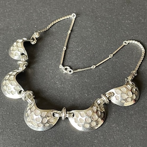 Vintage Shiny Chrome Art Deco Machine Age Style Choker Necklace ...