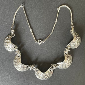 Vintage Shiny Chrome Art Deco Machine Age Style Choker Necklace ...
