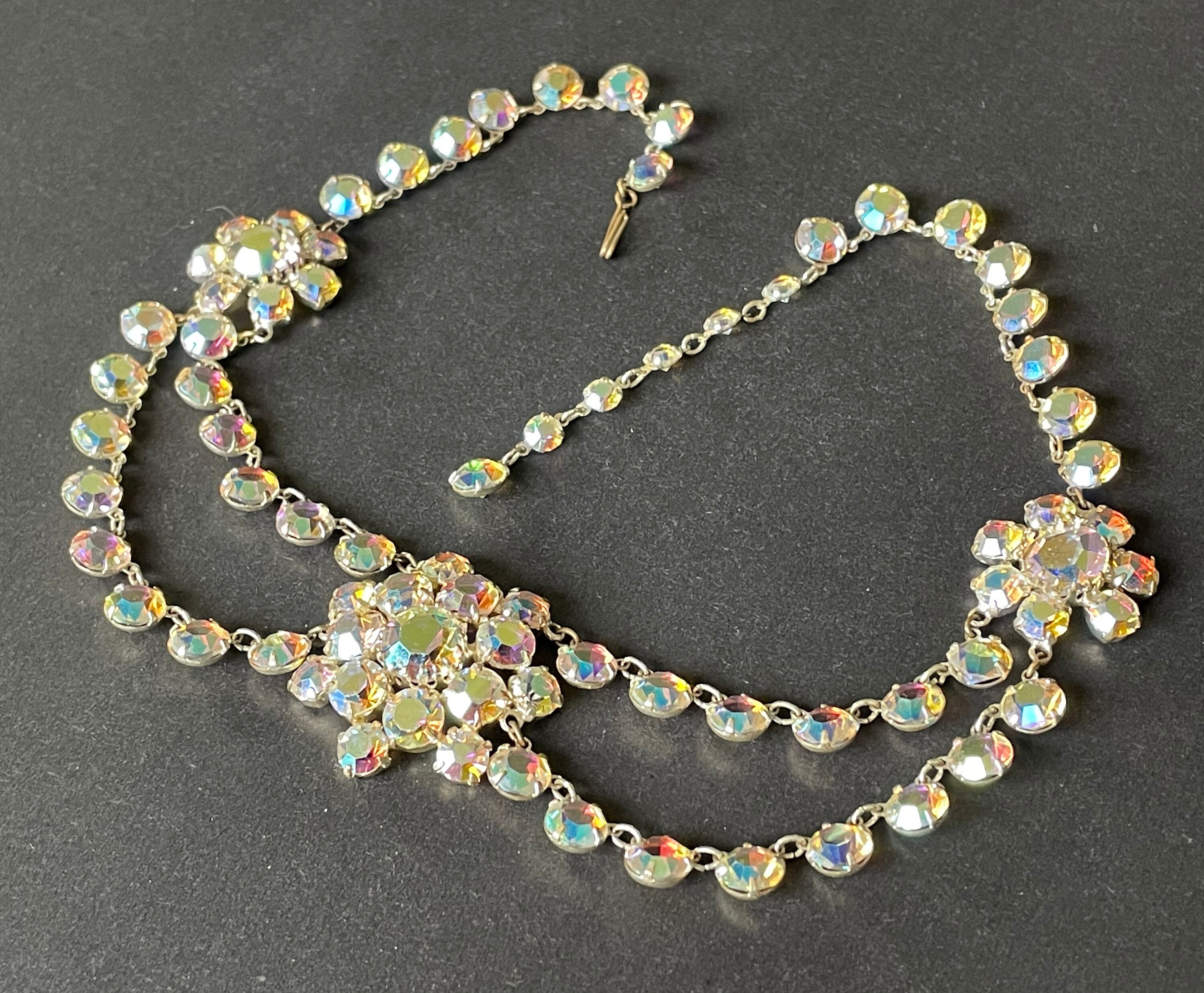 Vintage 1950s Art Deco Style Bridal Wedding Crystal Statement Festoon ...