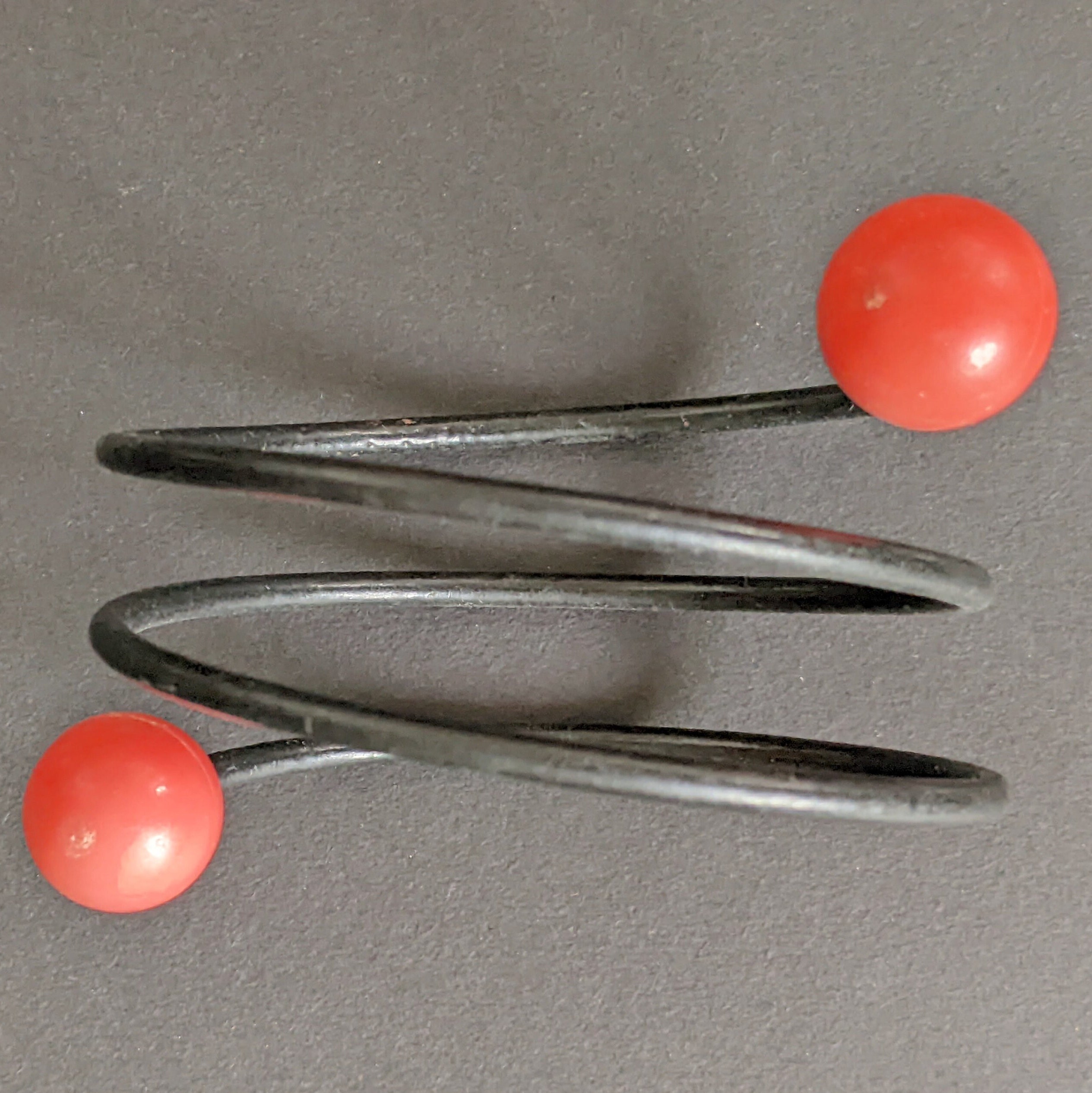 Vintage Atomic Wired Plastic Twisted Rigid Bangle, Red and Black Spiral ...
