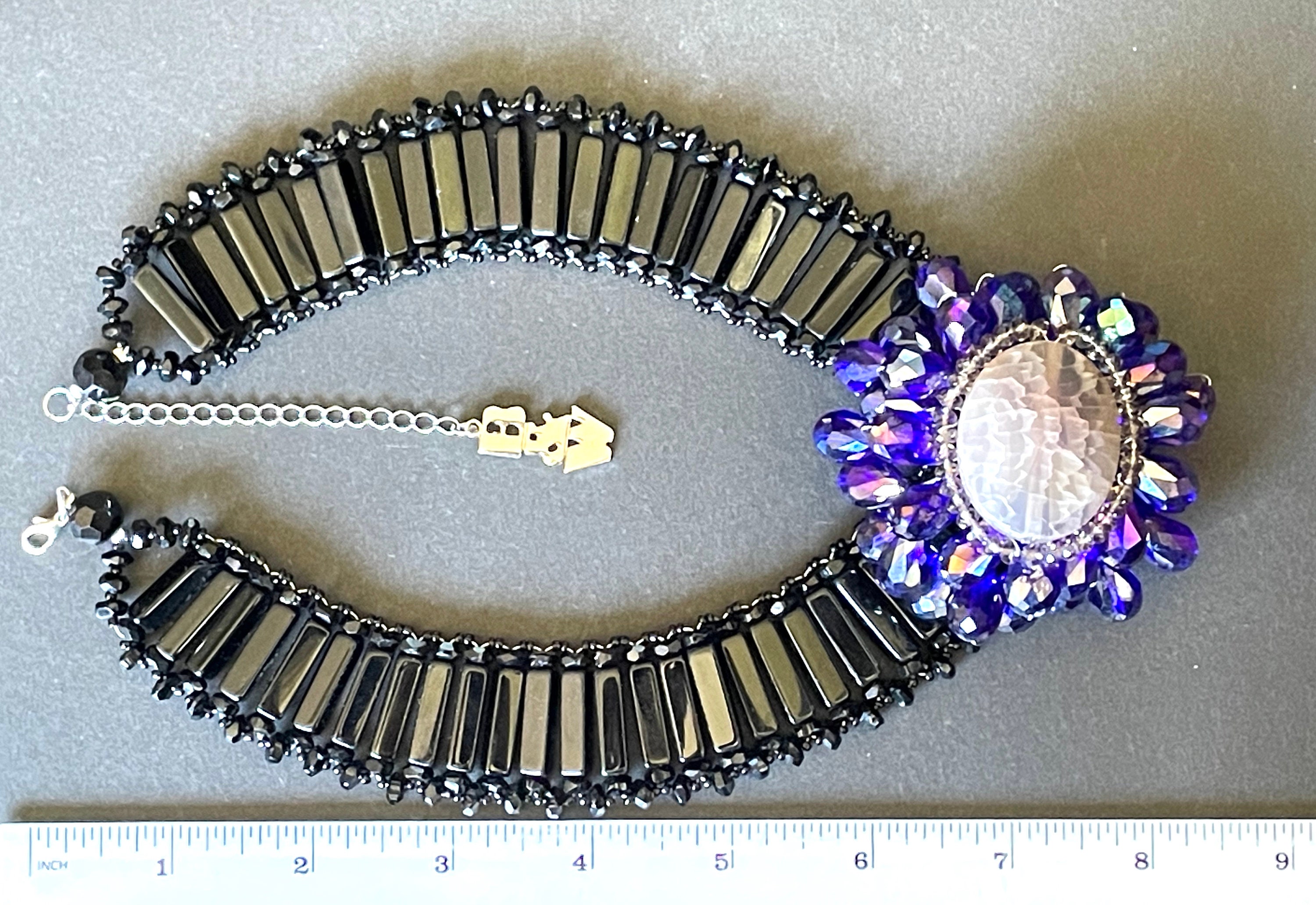 Vintage Butler and Wilson B&W Signed Heavy Black French Jet and Purple ...