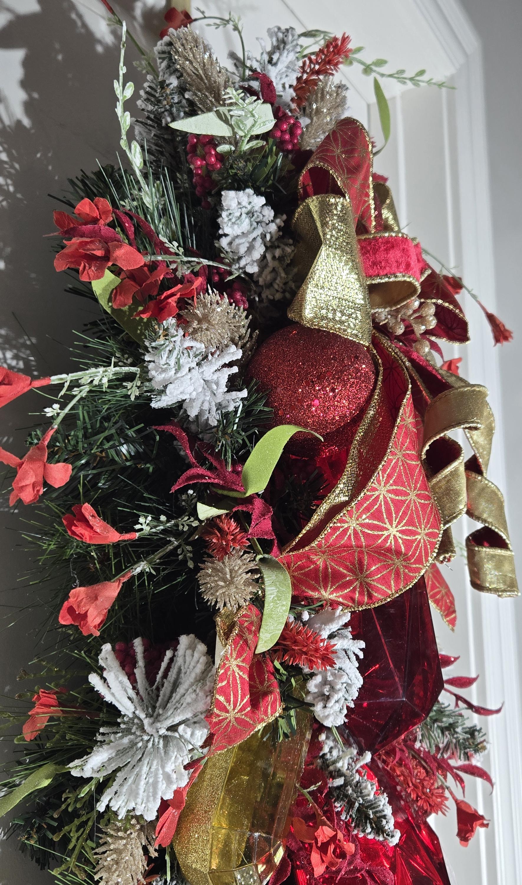 Red and Gold Swag, Jewel Swag, Red and Gold Jewel Swag, Christmas Swag ...