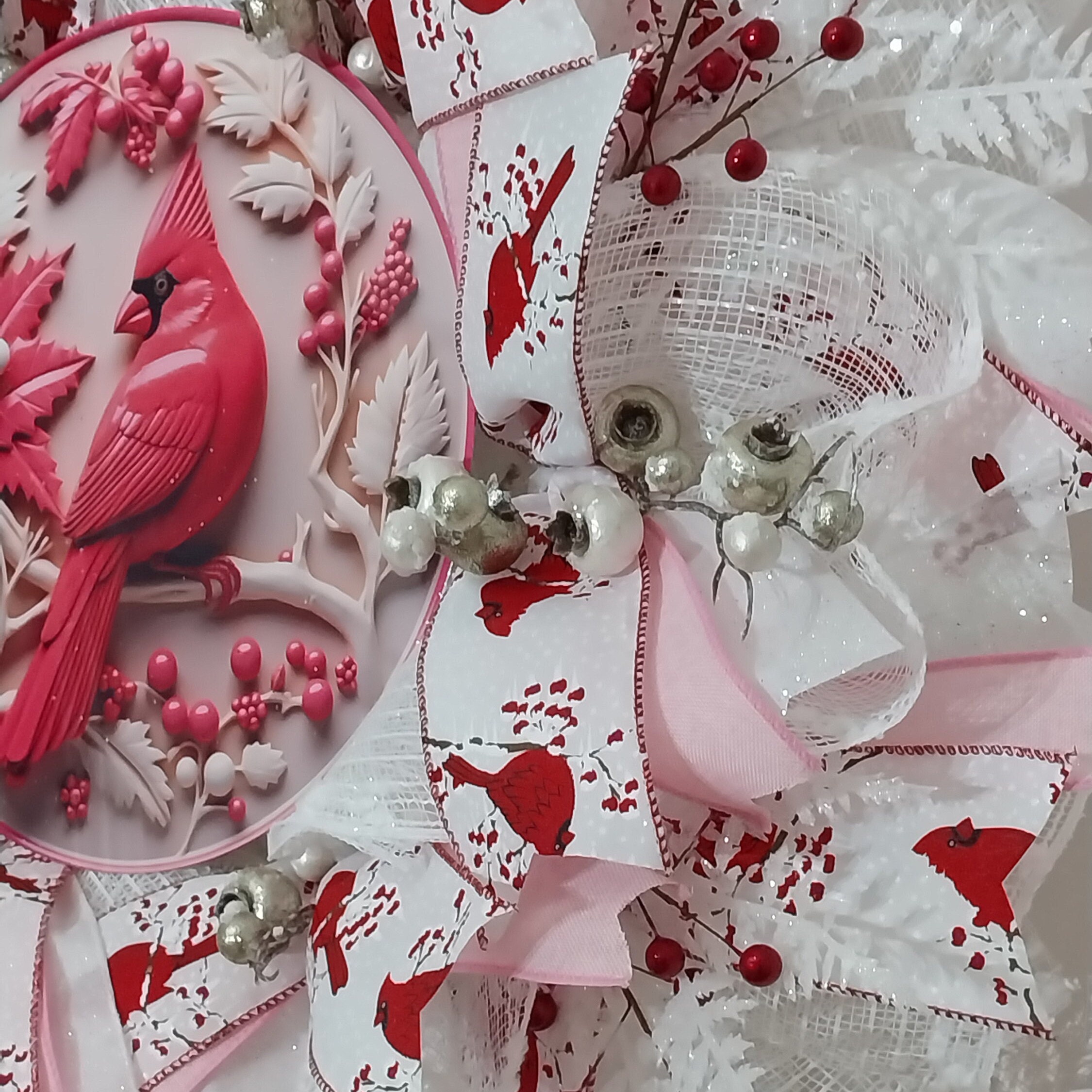 Cardinal Wreath, Winter Cardinal Wreath, Red Bird Wreath, Winter Wreath ...