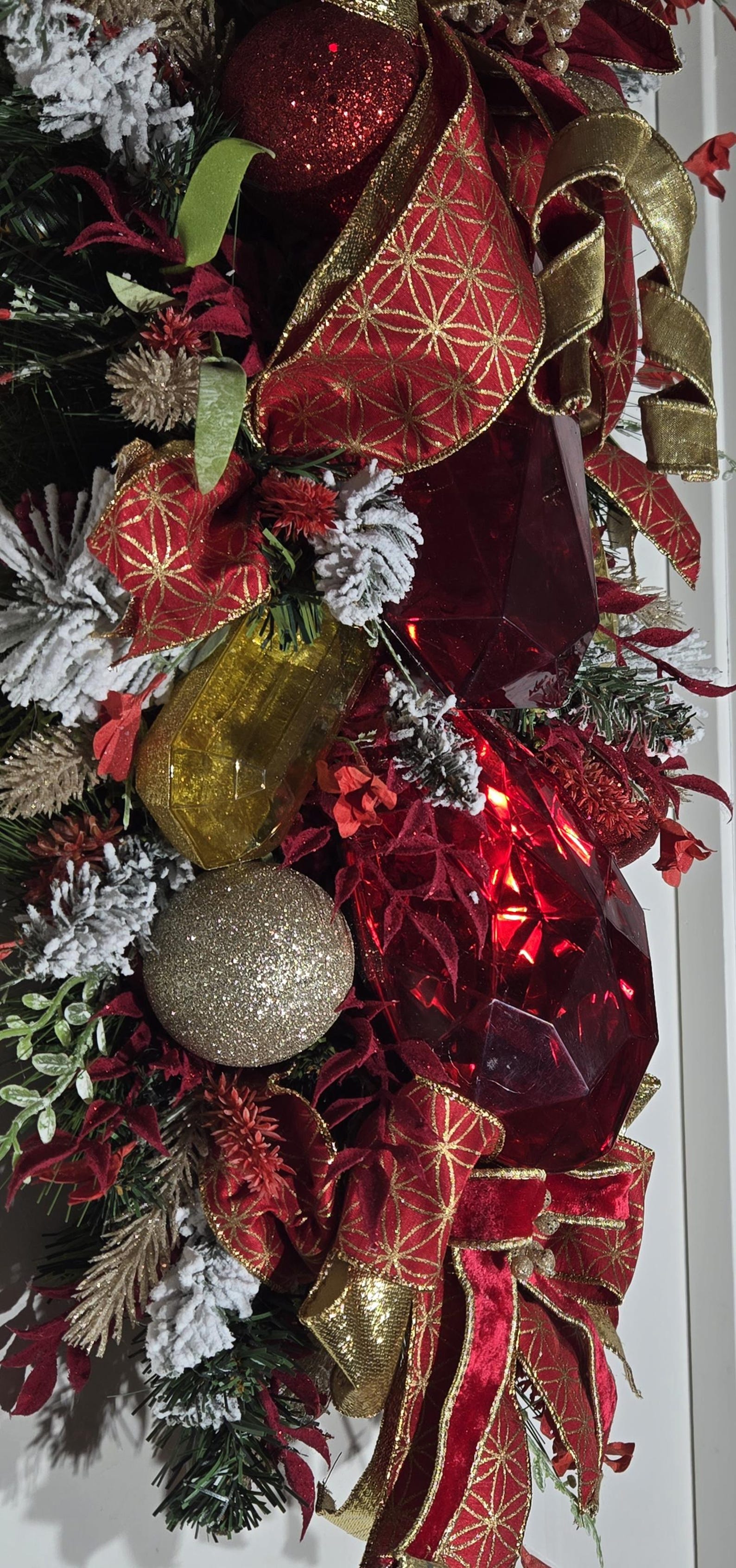 Red and Gold Swag, Jewel Swag, Red and Gold Jewel Swag, Christmas Swag ...