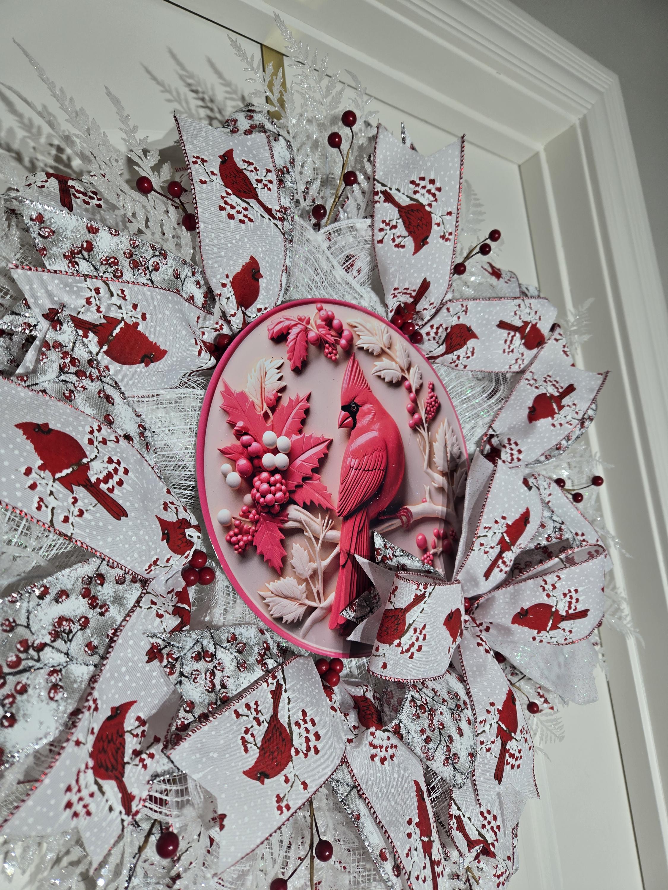 Cardinal Wreath, Winter Cardinal Wreath, Red Bird Wreath, Winter Wreath ...